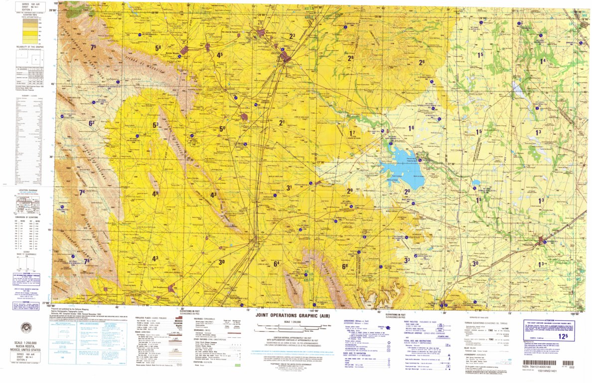 Nueva Rosita, 1993, 2nd edition of JOG Air NG-14-1 at 250000 scale Map ...