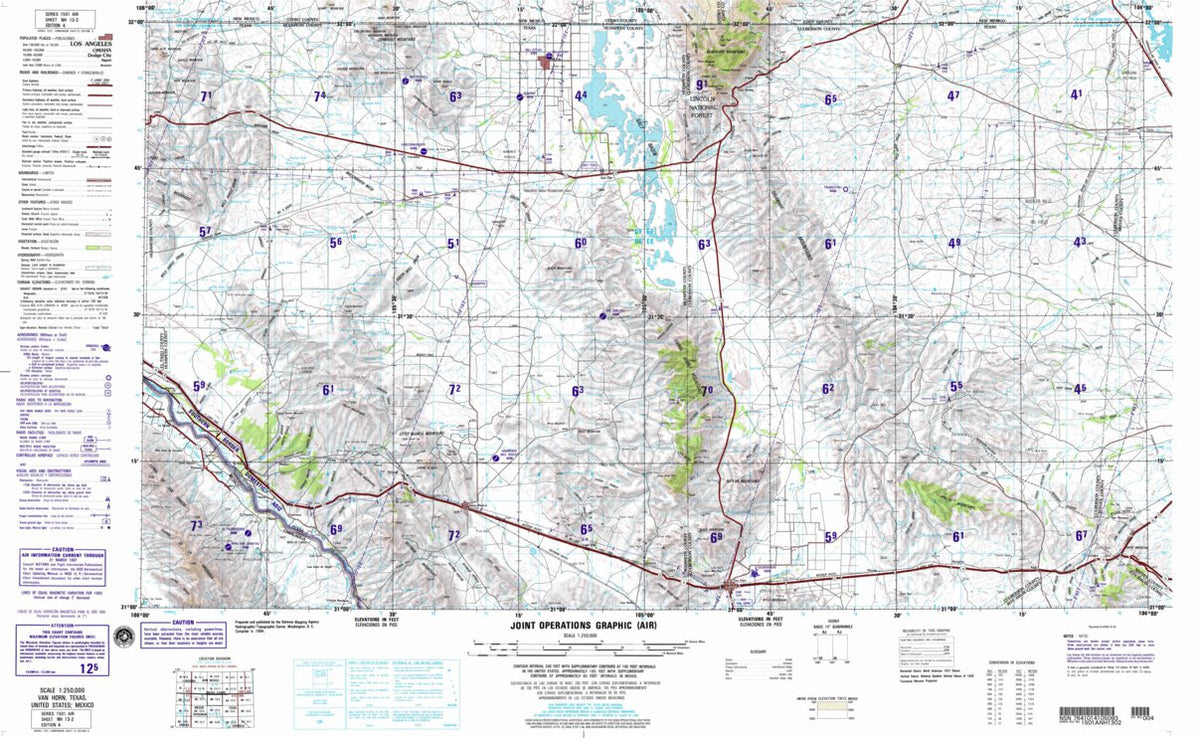 Van Horn, 1987, 4th edition of JOG Air NH-13-2 at 250000 scale Map by ...