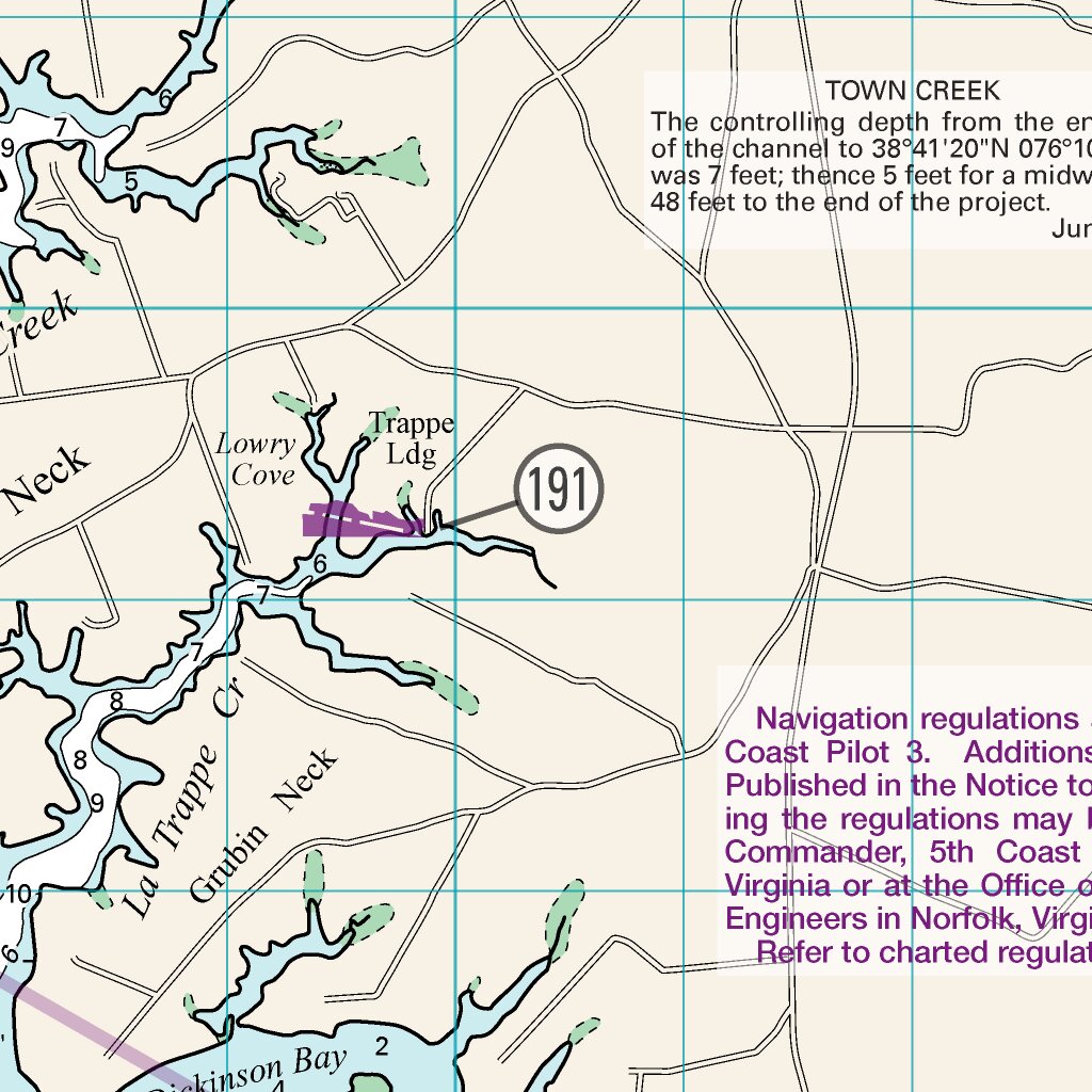 Chesapeake Bay: Choptank River from Choptank Light Map by Williams ...