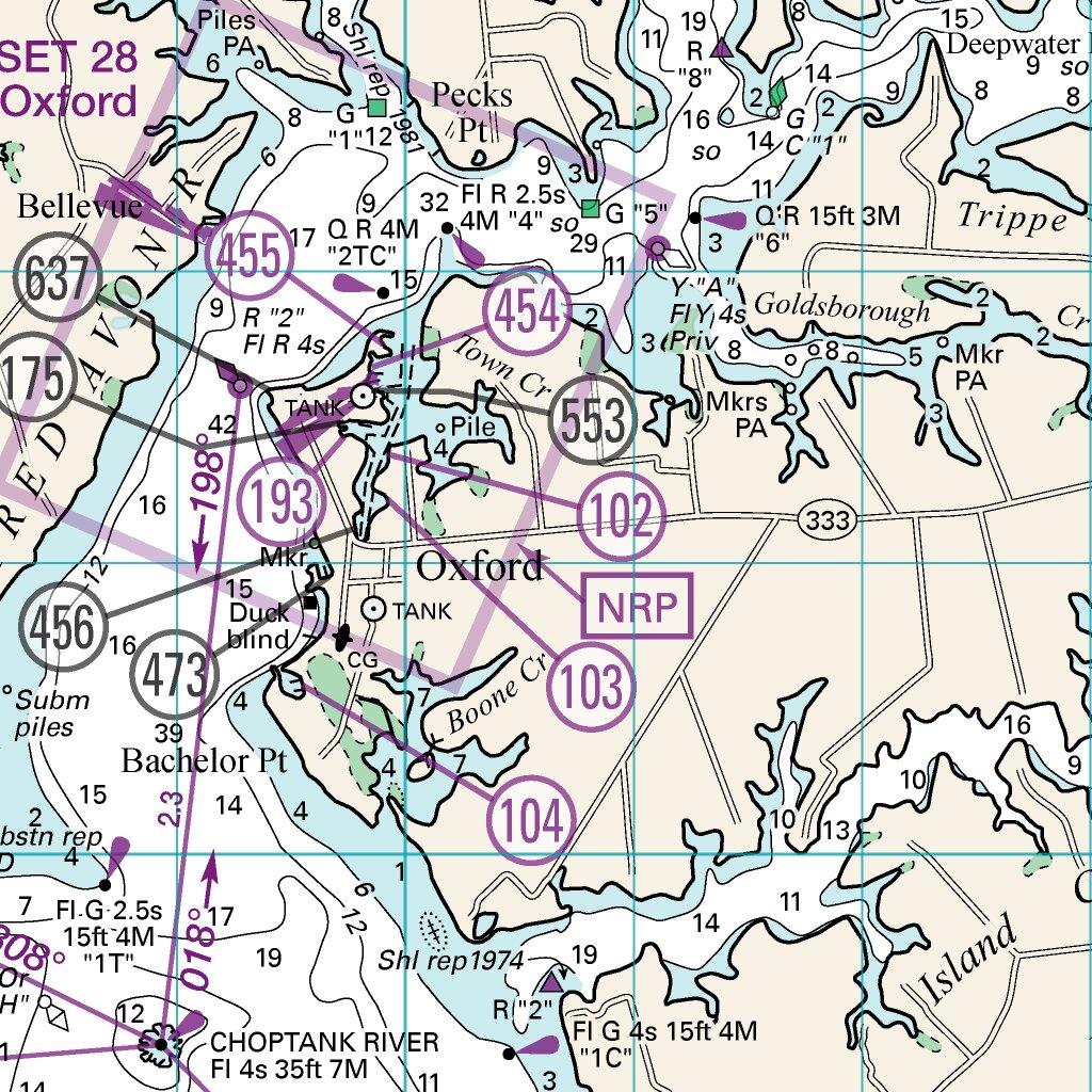 Chesapeake Bay: Choptank River from Choptank Light Map by Williams ...