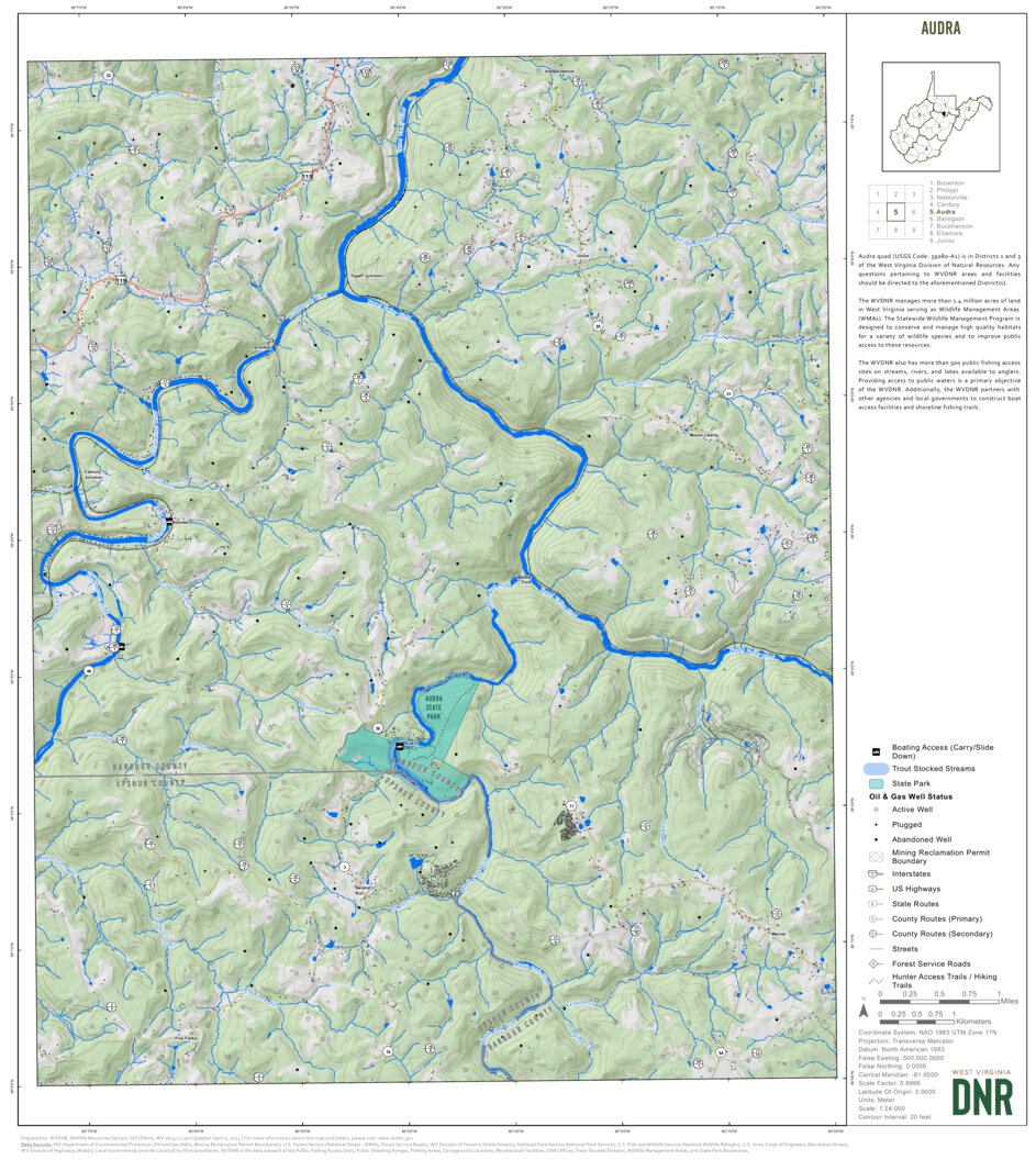 Audra Quad Topo - WVDNR Map by WV Division of Natural Resources ...