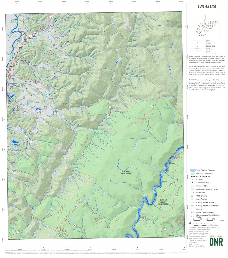 Beverly East Quad Topo - WVDNR Map by WV Division of Natural Resources ...