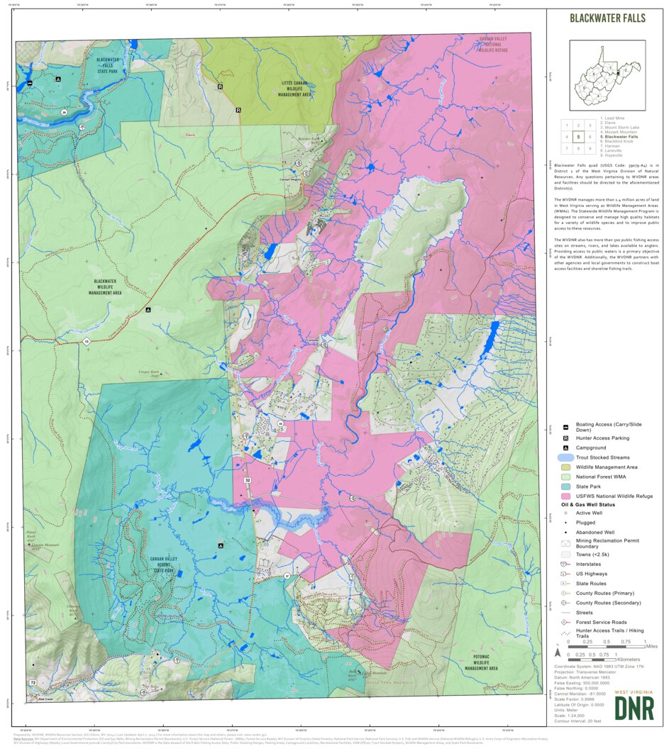 Blackwater Falls Quad Topo - WVDNR Map by WV Division of Natural ...