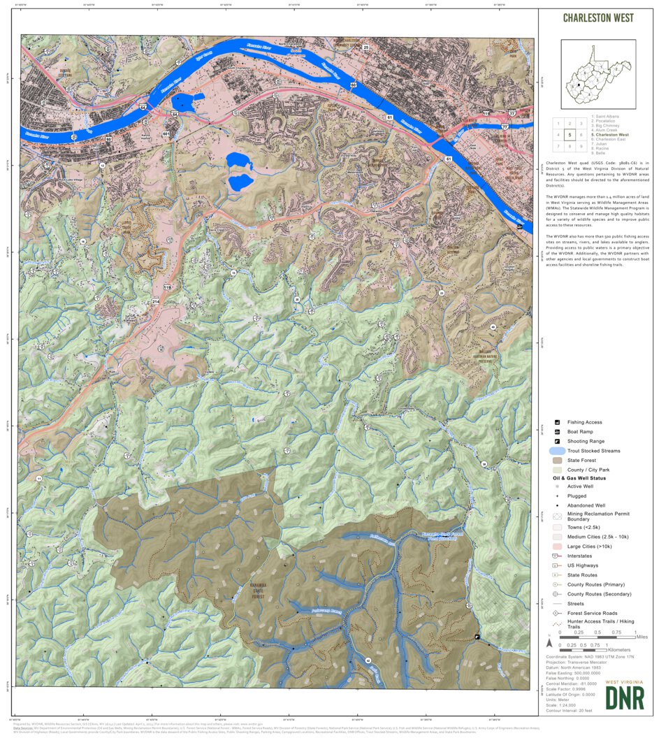 Charleston West Quad Topo - WVDNR Map by WV Division of Natural ...