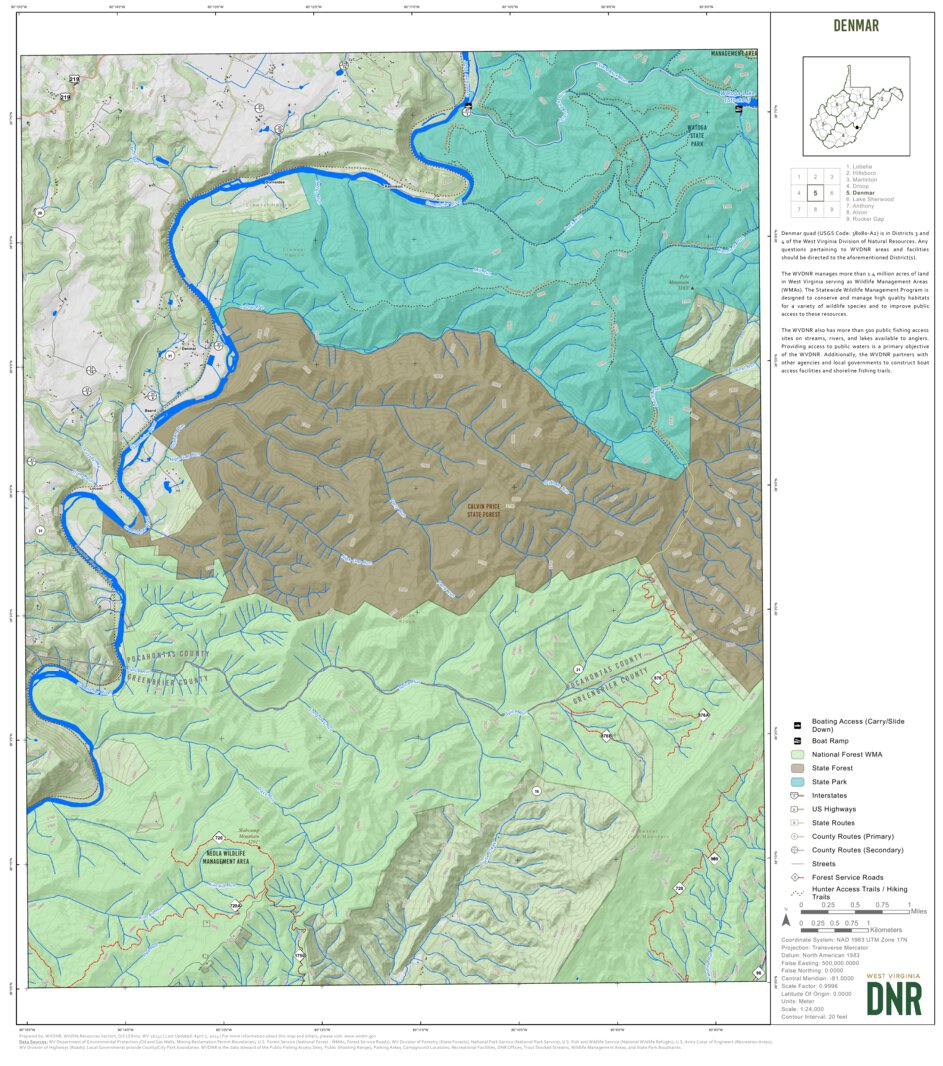 Denmar Quad Topo - WVDNR Map by WV Division of Natural Resources ...