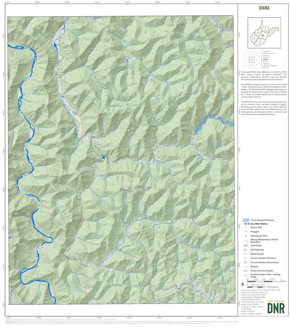 Diana Quad Topo - WVDNR Map by WV Division of Natural Resources ...