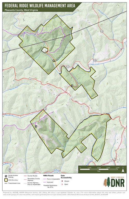 Federal Ridge Wildlife Management Area Map by WV Division of Natural ...