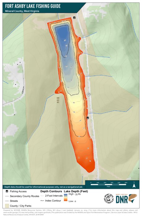 Fort Ashby Lake Fishing Guide Map by WV Division of Natural Resources ...
