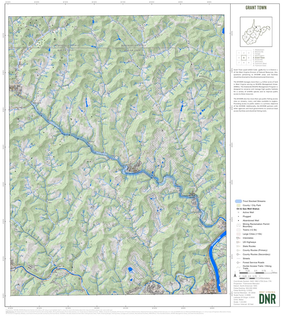 Grant Town Quad Topo - WVDNR Map by WV Division of Natural Resources ...