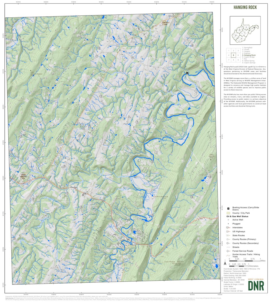 Hanging Rock Quad Topo - WVDNR Map by WV Division of Natural Resources ...