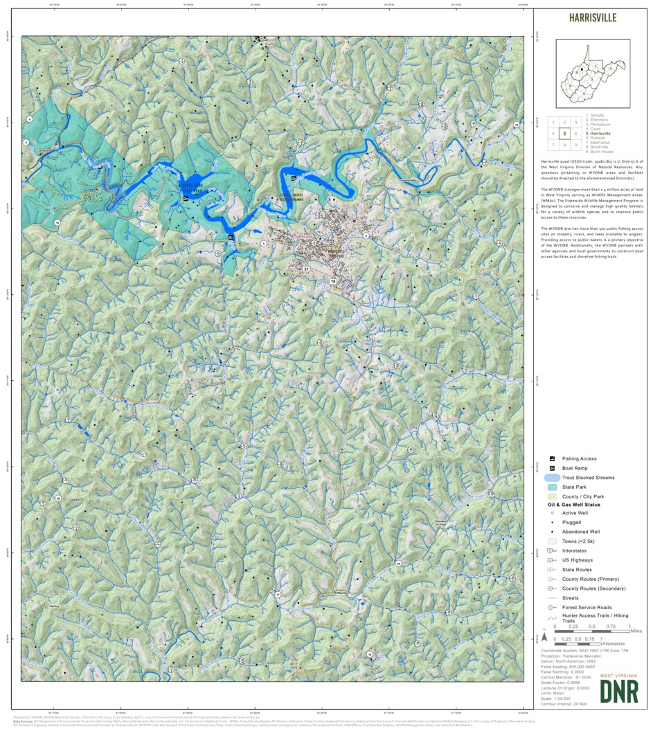 Harrisville Quad Topo - WVDNR Map by WV Division of Natural Resources ...