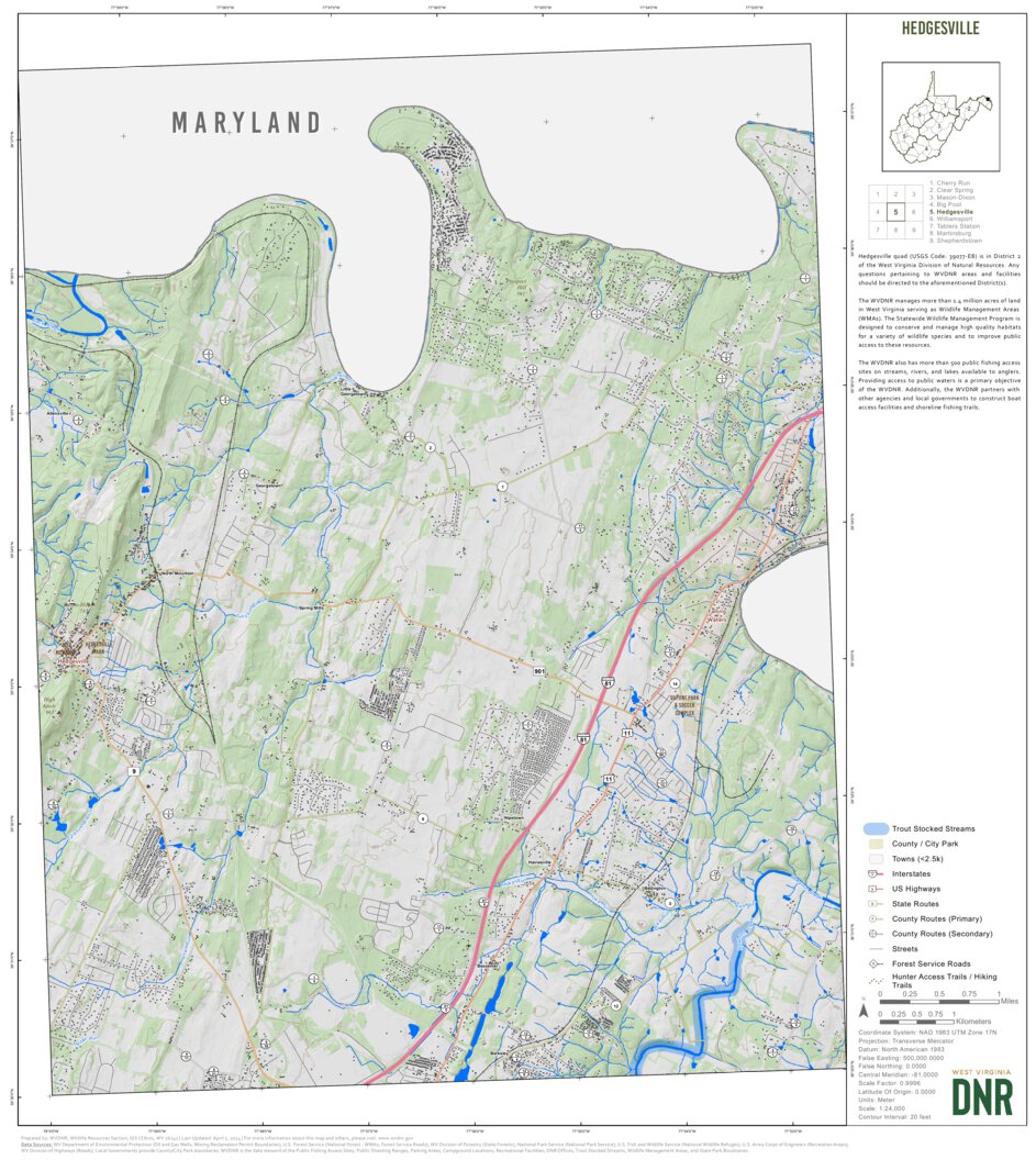 Hedgesville Quad Topo - WVDNR Map by WV Division of Natural Resources ...