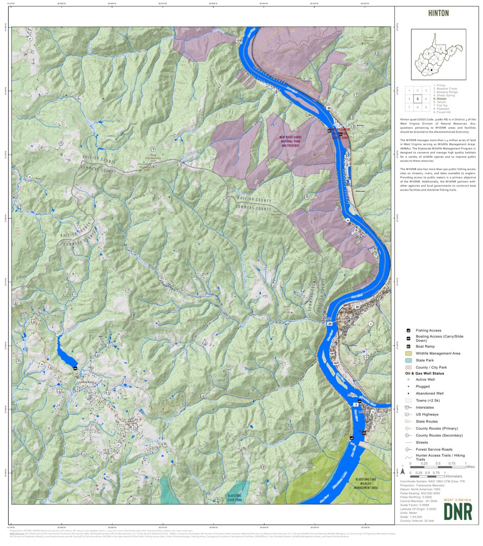 Hinton Quad Topo - WVDNR Map by WV Division of Natural Resources ...