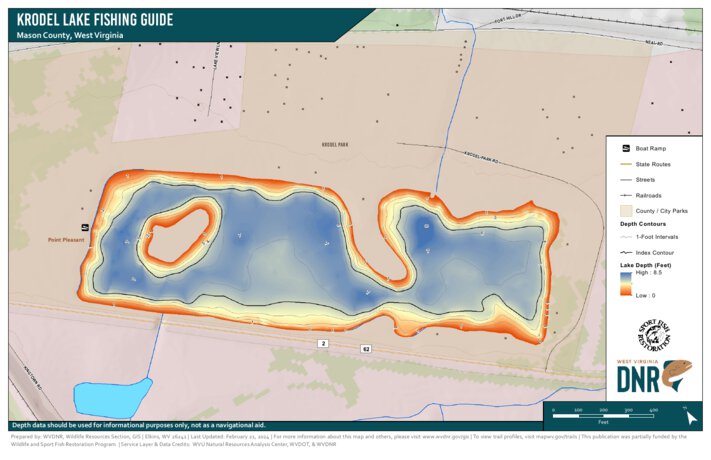 Krodel Lake Fishing Guide Map by WV Division of Natural Resources ...