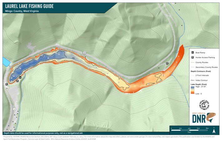 Laurel Lake Fishing Guide Map by WV Division of Natural Resources ...