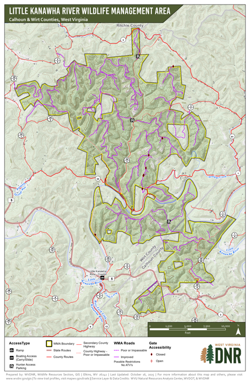 Little Kanawha River Wildlife Management Area Map by WV Division of ...