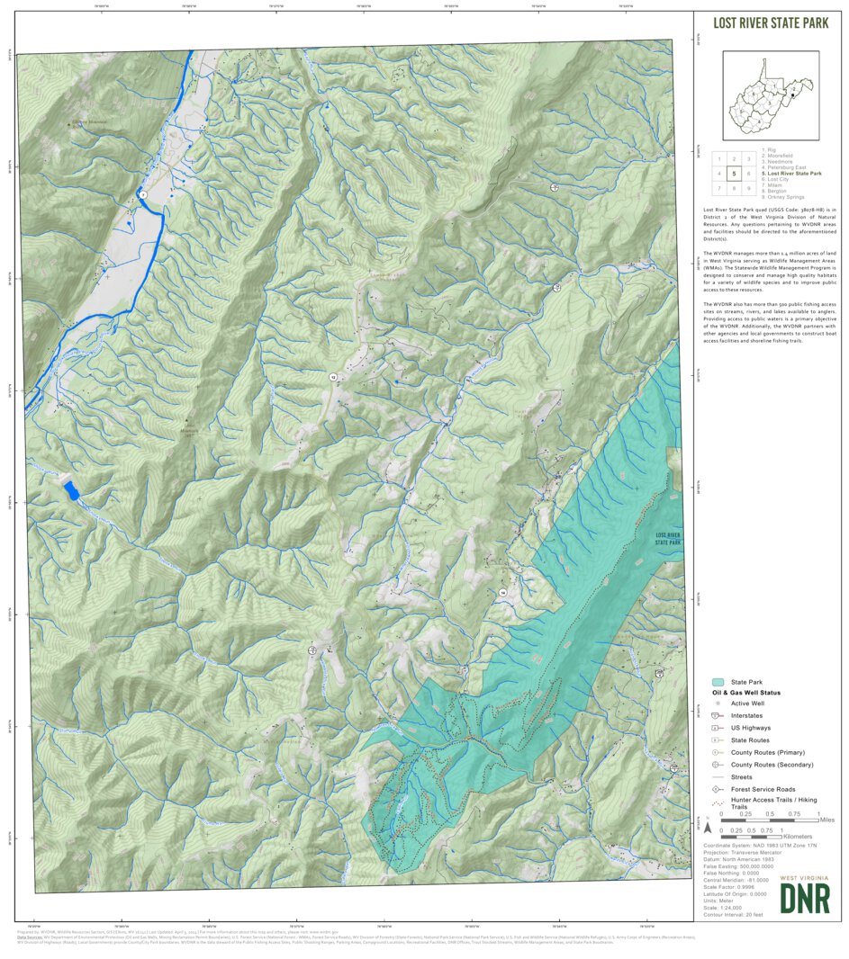 Lost River State Park Quad Topo - WVDNR Map by WV Division of Natural ...