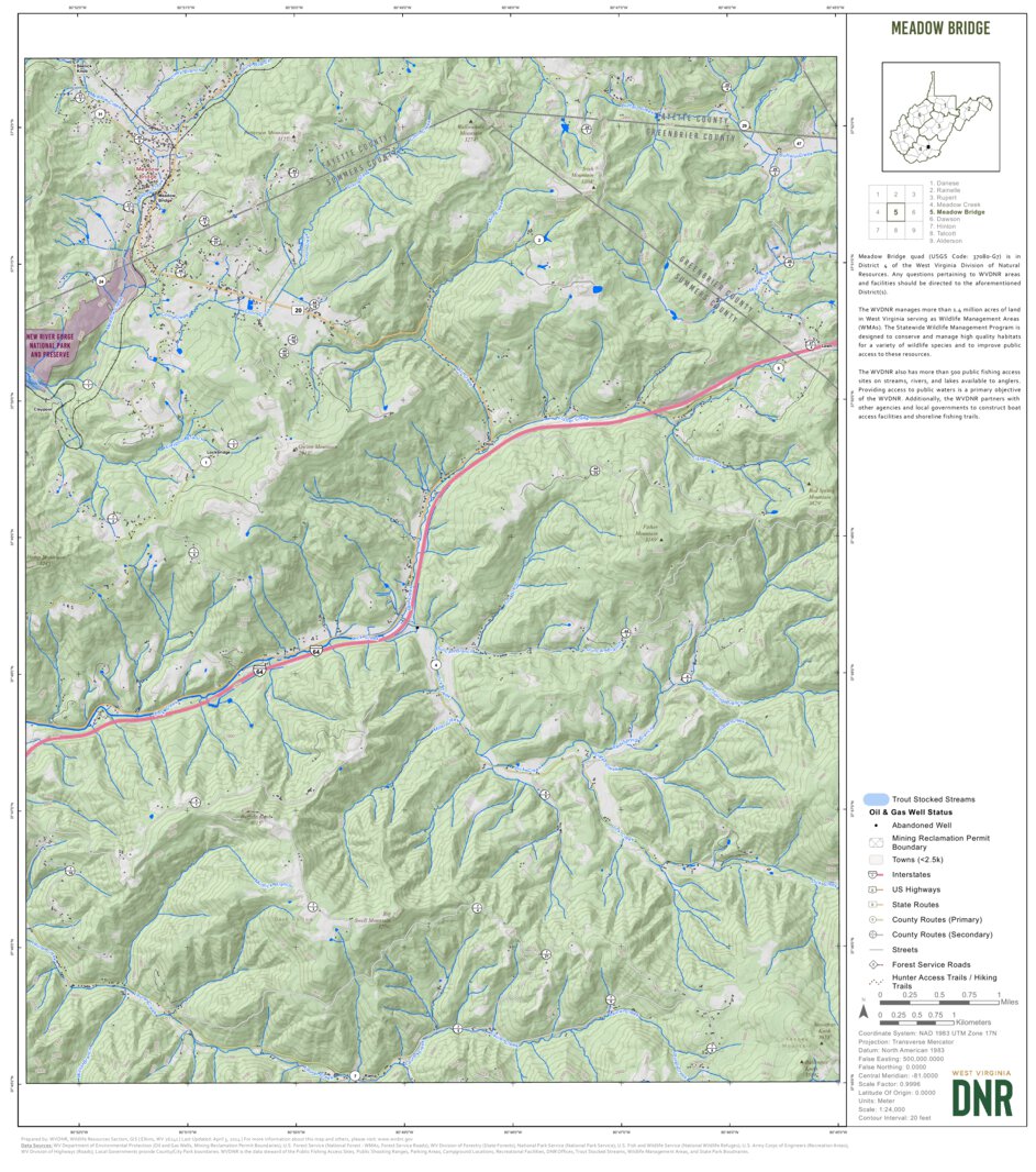 Meadow Bridge Quad Topo - WVDNR Map by WV Division of Natural Resources ...