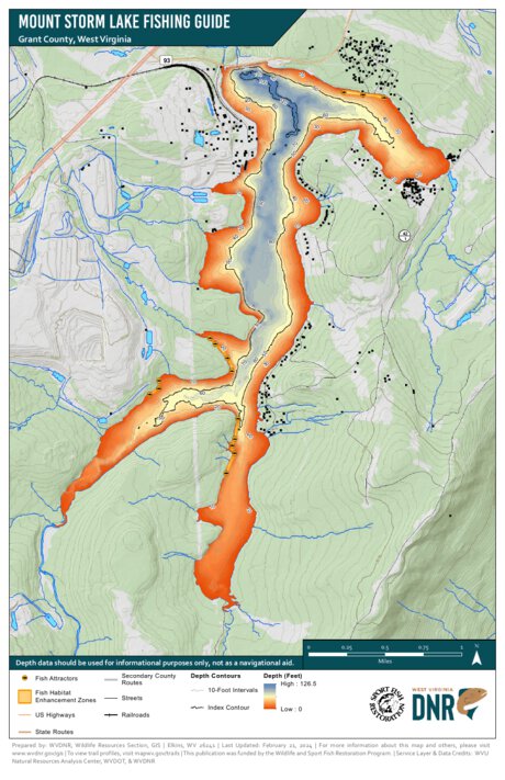 Mount Storm Lake Fishing Guide (Small) Map by WV Division of Natural ...
