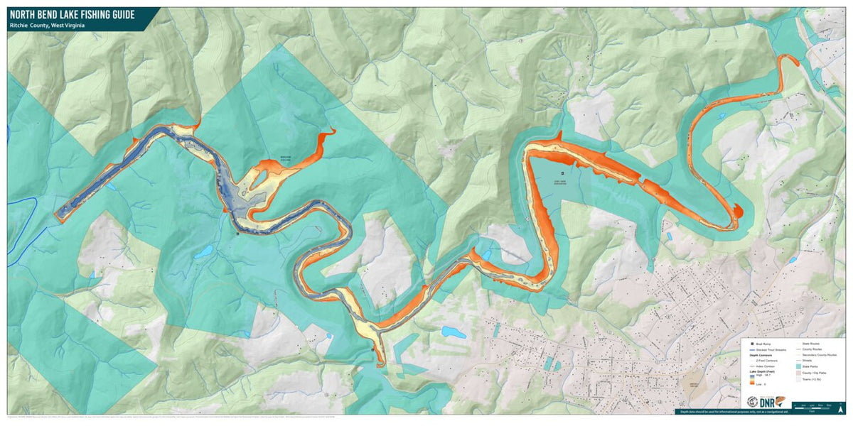 North Bend Lake Fishing Guide (Large) Map by WV Division of Natural ...
