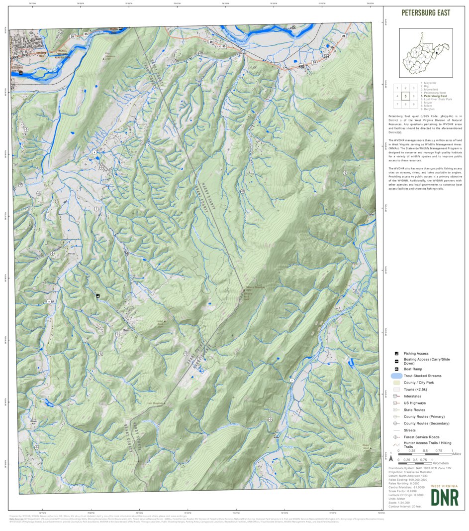 Petersburg East Quad Topo - WVDNR Map by WV Division of Natural ...