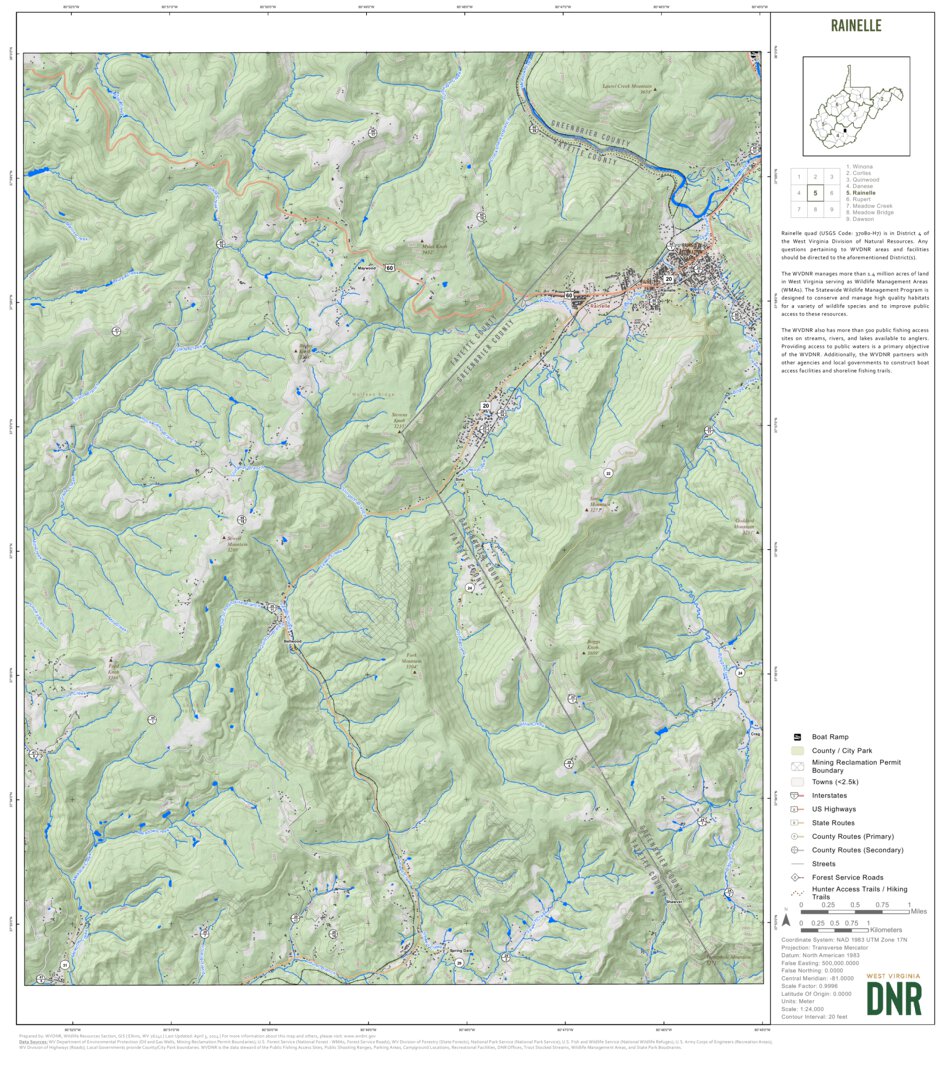Rainelle Quad Topo - WVDNR Map by WV Division of Natural Resources ...
