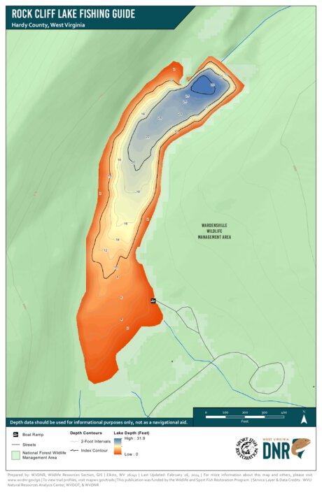 Rock Cliff Lake Fishing Guide Map by WV Division of Natural Resources ...