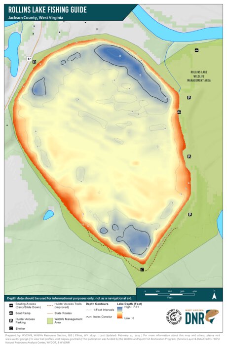 Rollins Lake Fishing Guide Map by WV Division of Natural Resources ...
