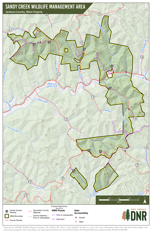 Sandy Creek Wildlife Management Area Map by WV Division of Natural ...