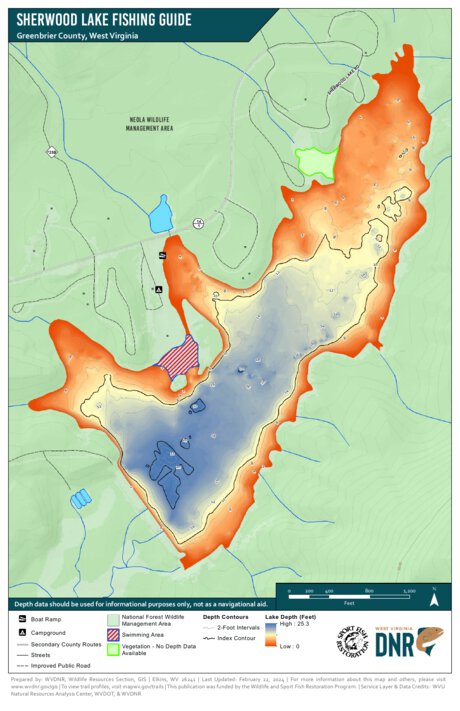 Sherwood Lake Fishing Guide Map by WV Division of Natural Resources ...