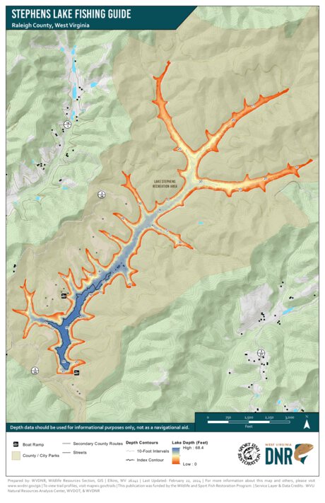 Stephens Lake Fishing Guide (Small) Map by WV Division of Natural ...