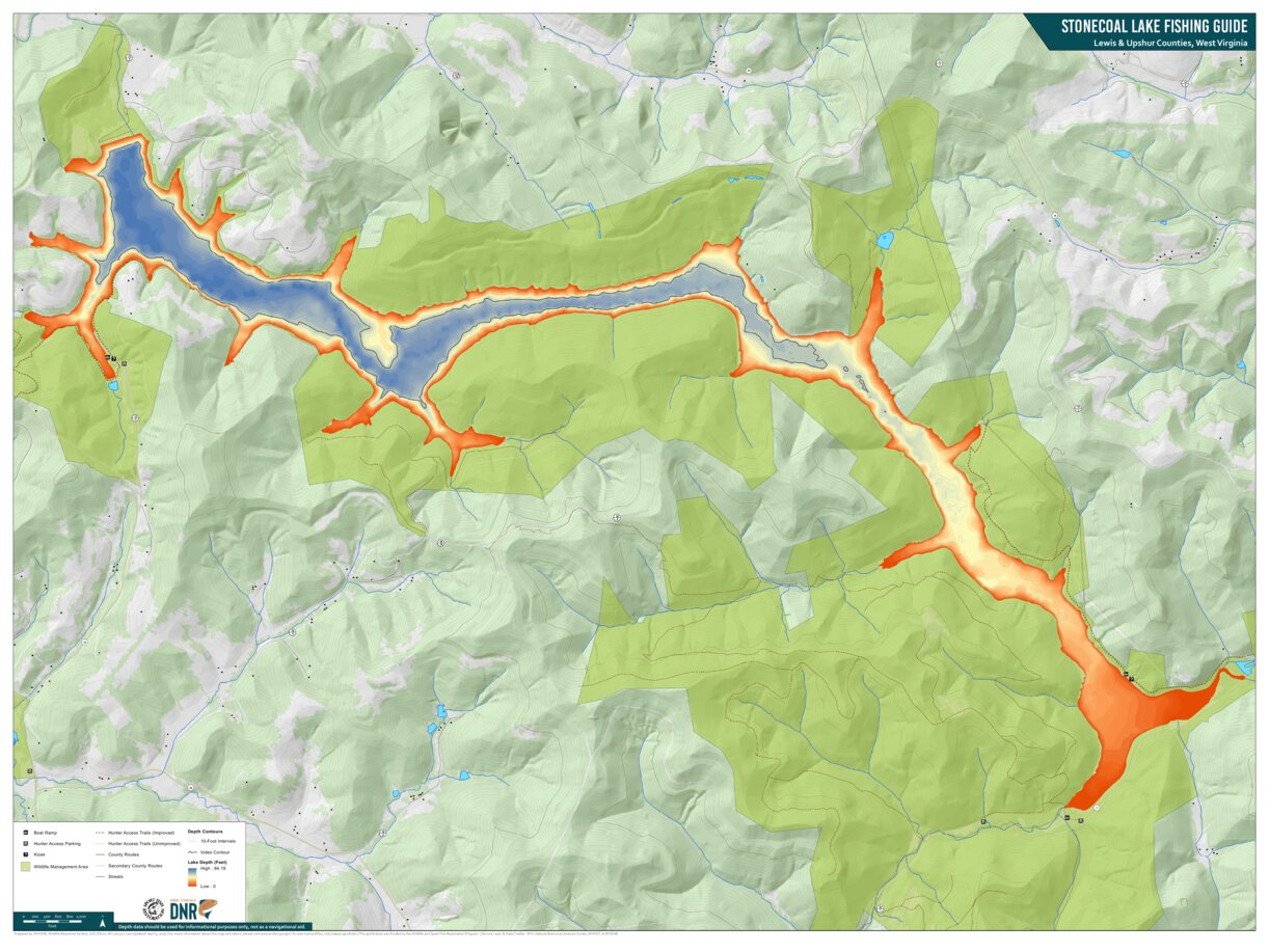 Stonecoal Lake Fishing Guide (Large) Map by WV Division of Natural ...