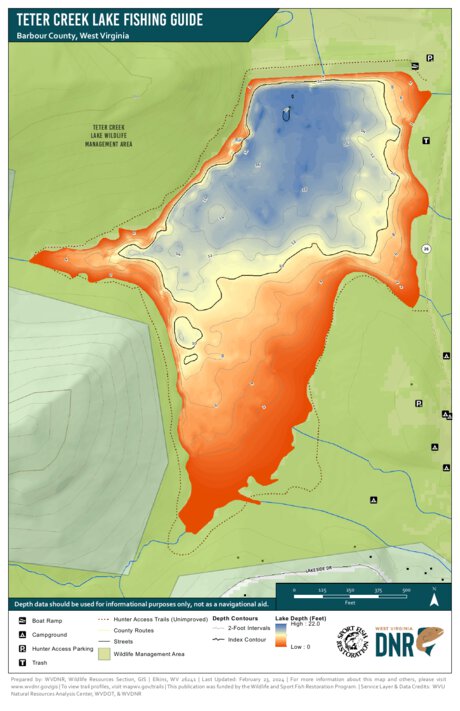 Teter Creek Lake Fishing Guide Map by WV Division of Natural Resources ...