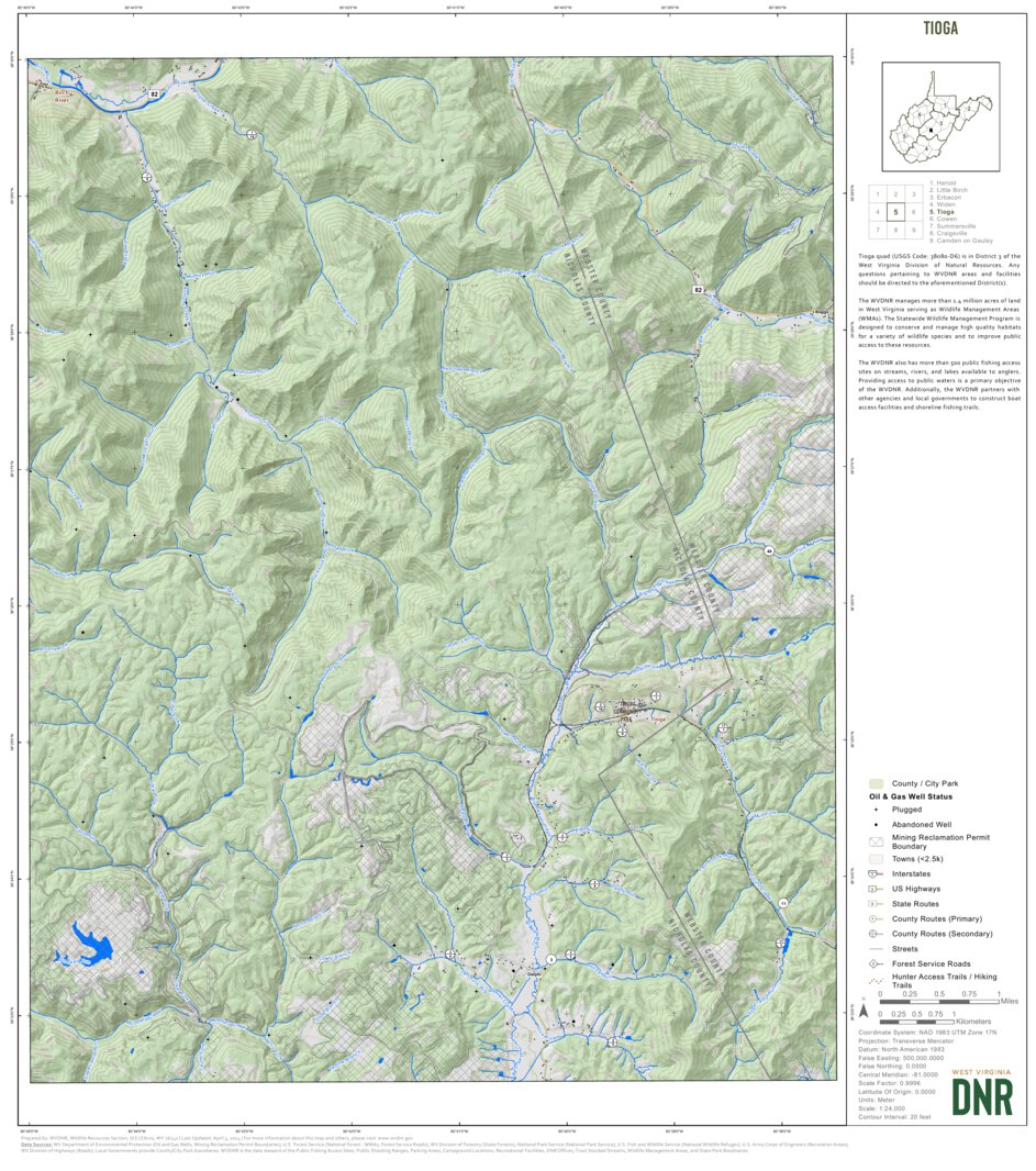 Tioga Quad Topo - WVDNR Map by WV Division of Natural Resources ...