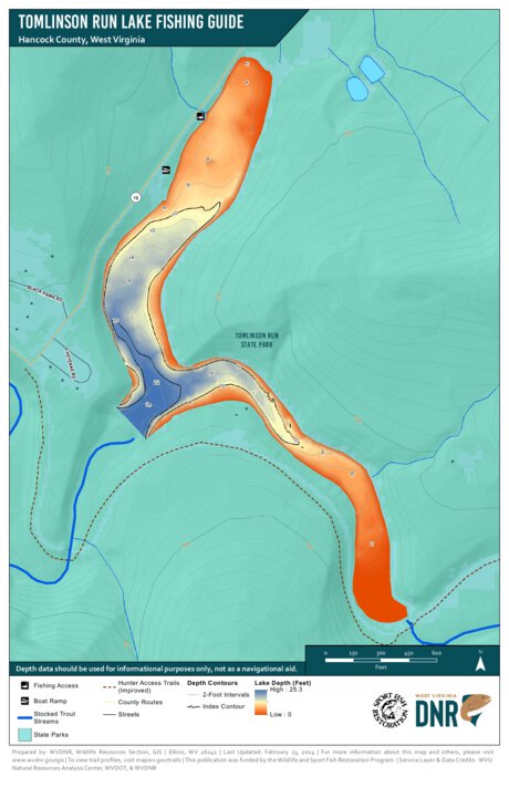 Tomlinson Run Lake Fishing Guide Map by WV Division of Natural ...