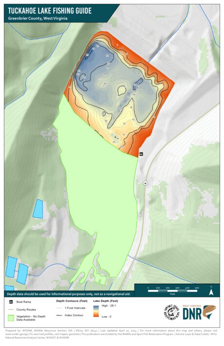 Tuckahoe Lake Fishing Guide Map by WV Division of Natural Resources ...