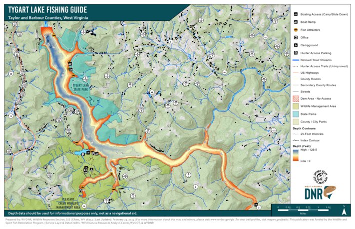 Tygart Lake Fishing Guide (Small) Map by WV Division of Natural ...