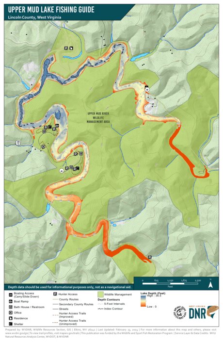 Upper Mud Lake Fishing Guide (Small) Map by WV Division of Natural ...