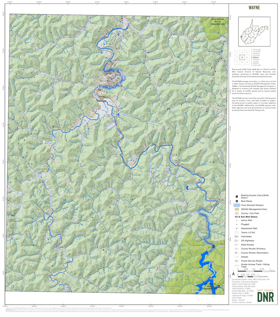 Wayne Quad Topo - WVDNR Map by WV Division of Natural Resources ...