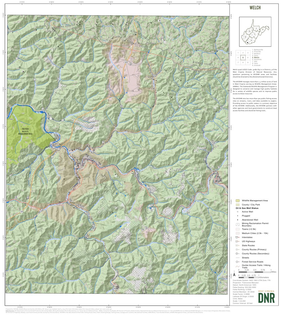 Welch Quad Topo - WVDNR Map by WV Division of Natural Resources ...