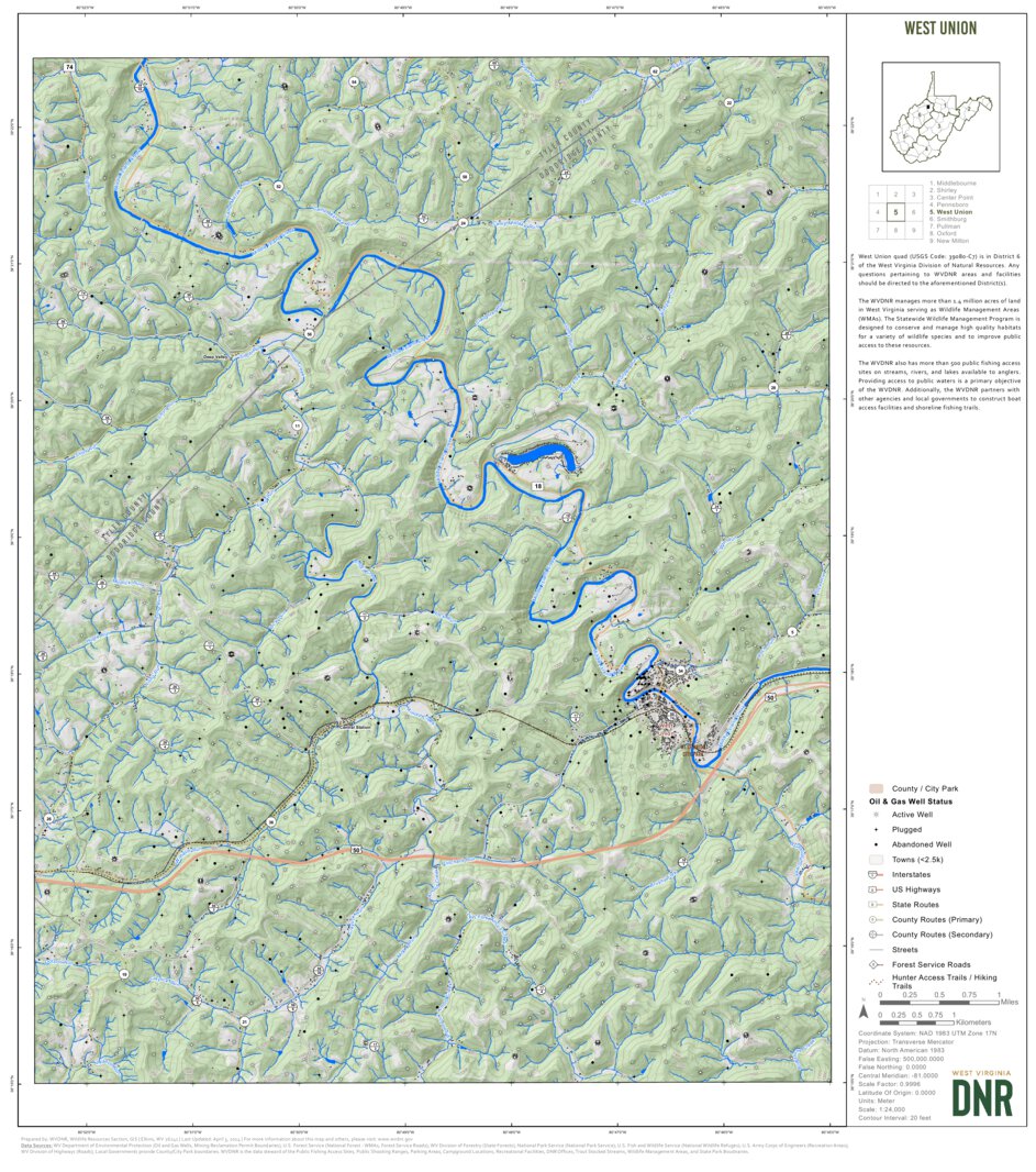 West Union Quad Topo - WVDNR Map by WV Division of Natural Resources ...