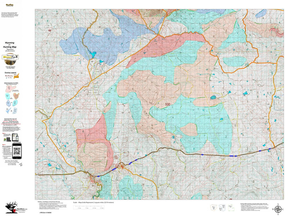Wy Elk Unit 100 Topo with Concentrations Map by Wyoming HuntData LLC ...