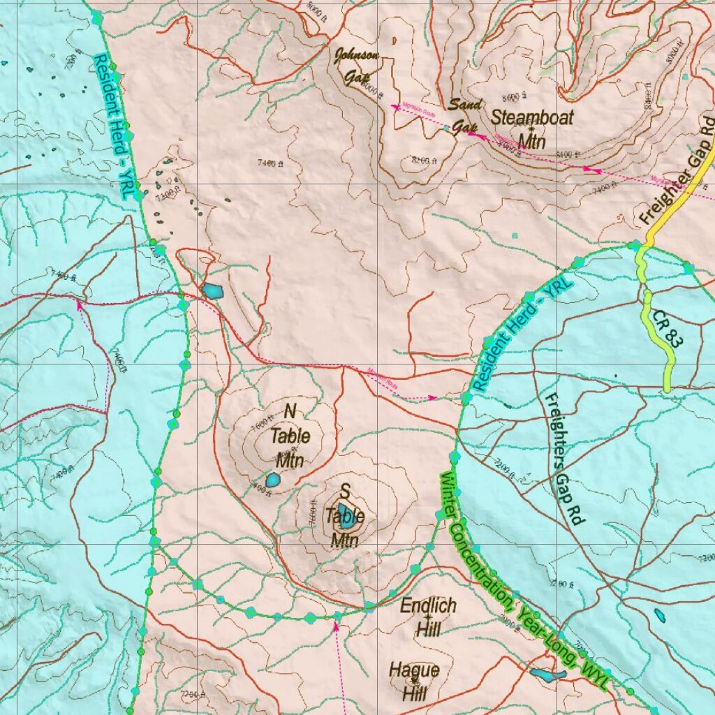 Wy Elk Unit 100 Topo with Concentrations Map by Wyoming HuntData LLC ...