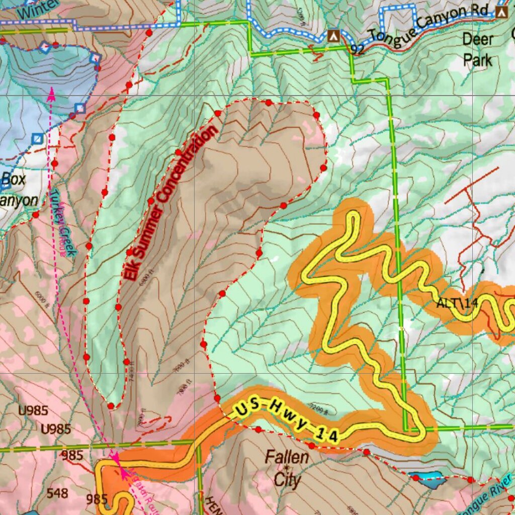 Wy Elk Unit 37 Topo with Concentrations Map by Wyoming HuntData LLC ...