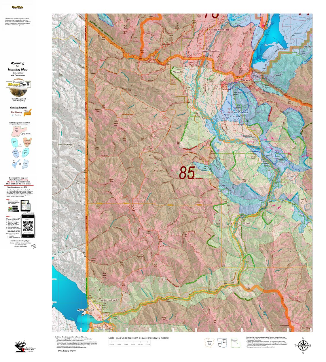 Wy Elk Unit 85 Topo with Concentrations Map by Wyoming HuntData LLC ...