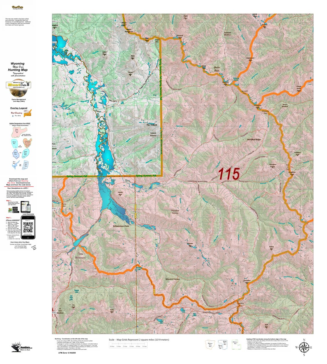 Wy Mule Deer Unit 115 Topo with Concentrations Map by Wyoming HuntData ...