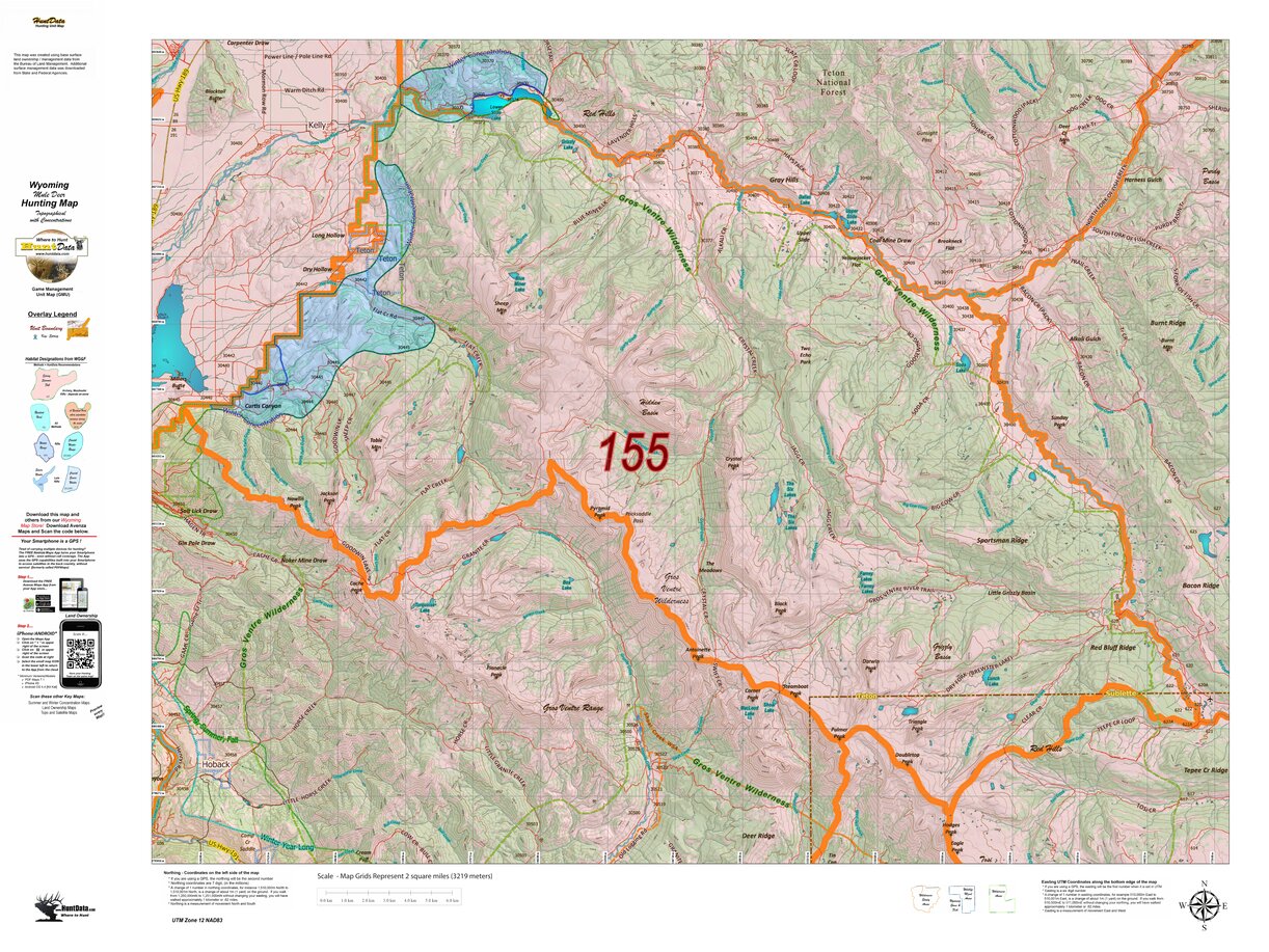 Wy Mule Deer Unit 155 Topo with Concentrations Map by Wyoming HuntData ...