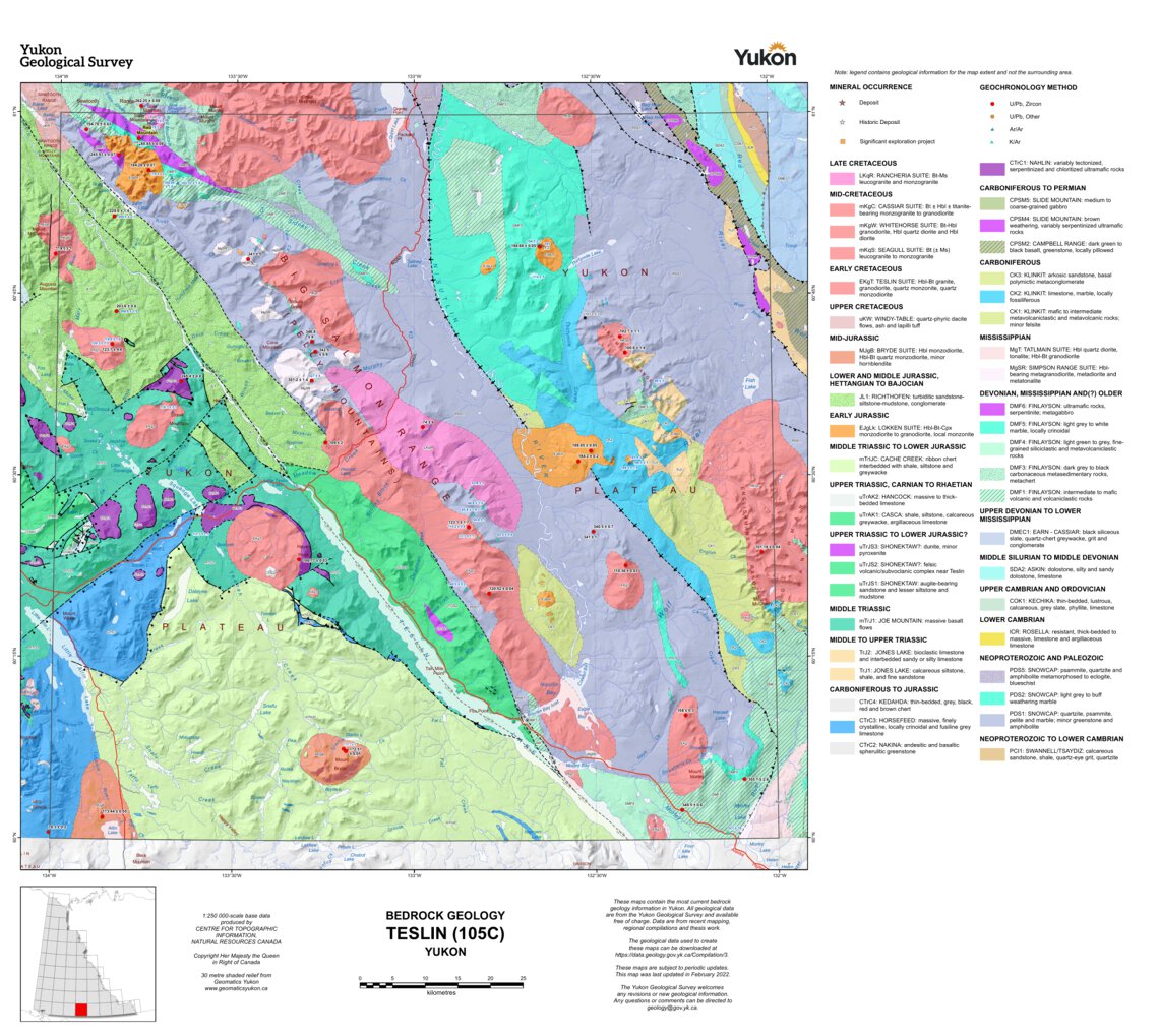 105C, Teslin: Yukon Bedrock Geology Map by Yukon Geological Survey ...