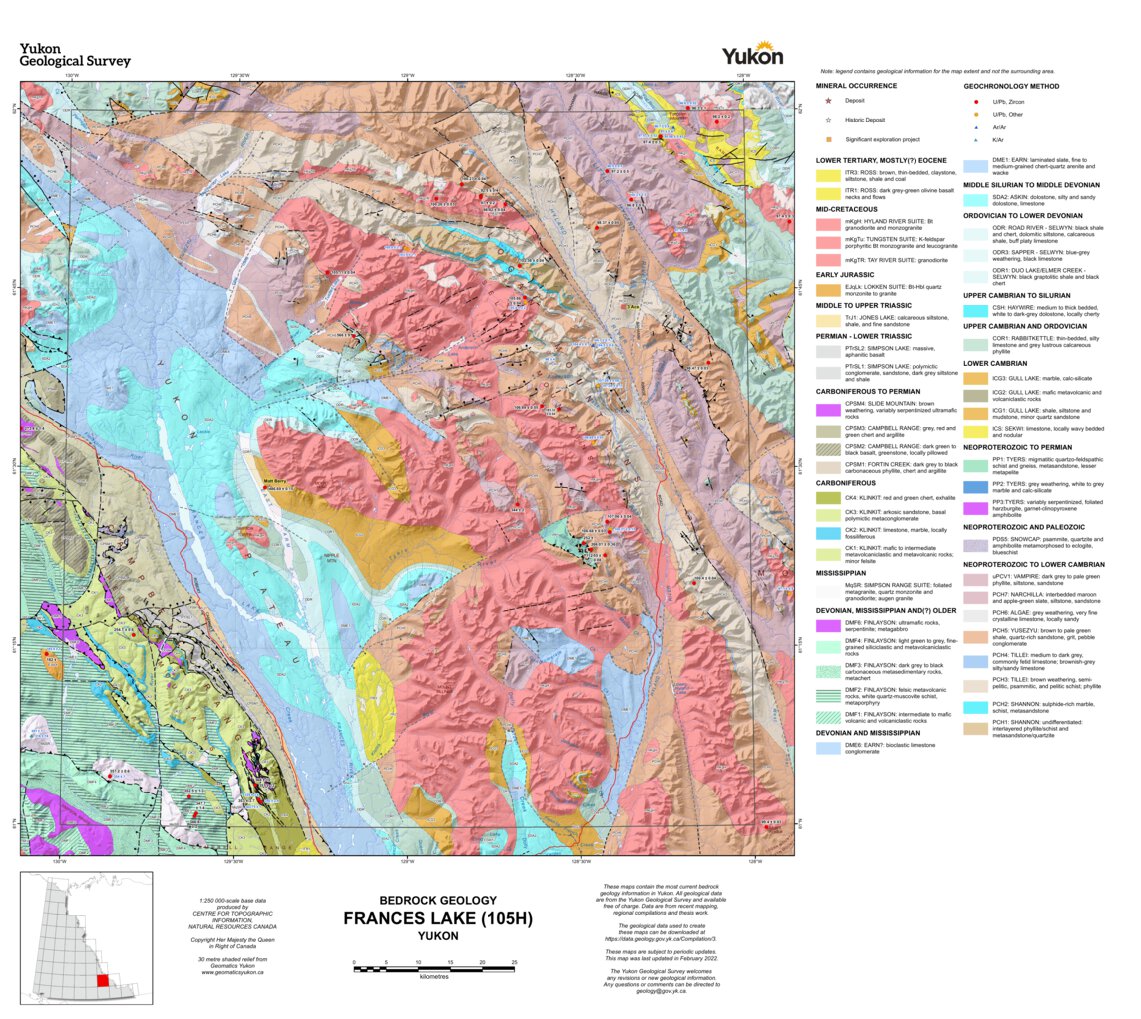 105H, Frances Lake: Yukon Bedrock Geology Map by Yukon Geological ...
