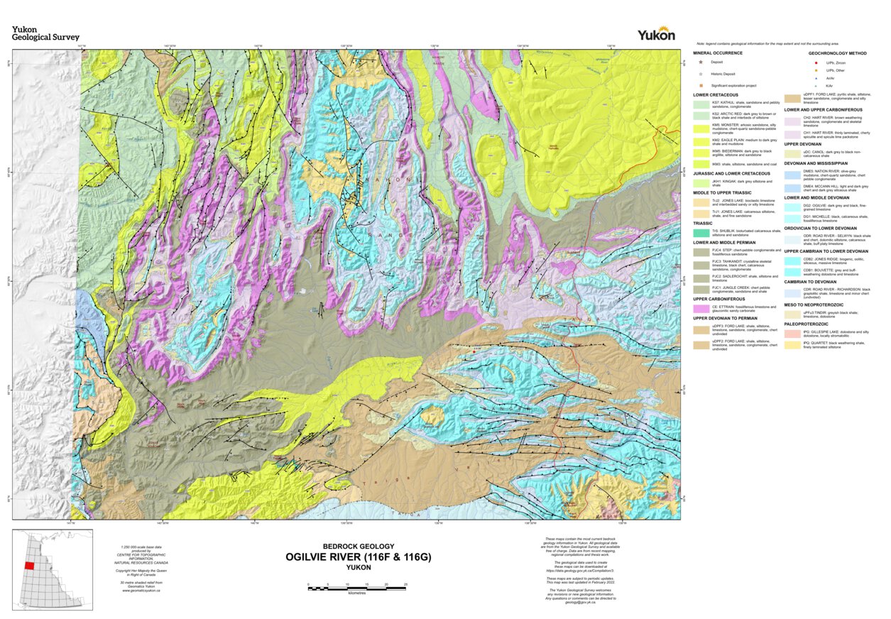 116F & 116G, Ogilvie River: Yukon Bedrock Geology Map by Yukon Geological Survey | Avenza Maps